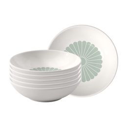 Villeroy & Boch Schale VILLEROY & BOCH "Dessertschalen Fleur Couleur &oslash; 13,2 cm 6er Set", gr&uuml;n (vert), B:13,2cm H:3,8cm L:13,2cm &Oslash;:13,2cm, Sch&uuml;sseln, Schale, Sp&uuml;lmaschinenfest, Mikrowellensicher