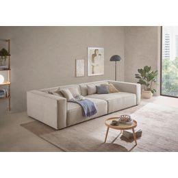 3-Sitzer "PIARA XXL, Sofa mit Kedernaht in Cord, Leinenoptik o. Strukturstoff", beige (hellbeige), B:316cm H:66cm T:136cm, 100% Polyester, LeGer Home by Lena Gercke, Sofas, 3-Sitzer, schwarze F&uuml;&szlig;e, bequemer Sitzkomfort, extra tiefe Sitzfl&auml;che