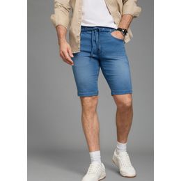 Jeansshorts Arizona, Herren, Gr. 34, N-Gr, blau used, Denim/Jeans, Obermaterial: 78% Baumwolle, 21% Polyester, 1% Elasthan, unifarben, regular fit kniefrei, Jeans Jeansshorts, gerade geschnittenes Bein, Regular Fit Passform
