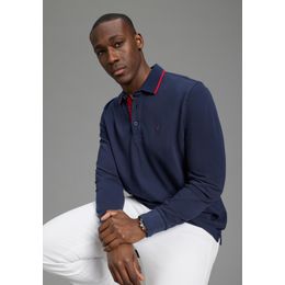 Langarm-Poloshirt DELMAO "Neue Kollektion", Herren, Gr. M (48/50), dunkelblau, Piqu&eacute;, Obermaterial: 100% Baumwolle, unifarben, schmal, angesetztes B&uuml;ndchen, Shirts Langarm-Poloshirt, schmale Passform, Langarm, unifarben, mit Polokragen, Topseller