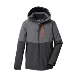 Funktionsjacke Killtec "KOW 222 BYS JCKT", Jungen, Gr. 128, grau (mittelgrau), Obermaterial: 100% Polyester;Obermaterial 2: 100% Polyester;Futter: 100% Polyester;F&uuml;llung: 100% Polyester, Jacken Funktionsjacke, Wind- u. wasserdichte Kinderjacke mit Fleece, reflektierender Print