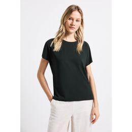 T-Shirt Street One, Damen, Gr. 34, gr&uuml;n (pine grove gr&uuml;n), Stoff, 95% Viskose, 5% Elasthan, unifarben, gerade normal, Rundhals, B&uuml;ndchen, Shirts T-Shirt, aus strecthigem Viskosematerial