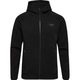 Kapuzensweatjacke Hummel "HMLTECH FLEECE REGULAR ZIP HOODIE", Herren, Gr. S, schwarz, Obermaterial: 74% Baumwolle, 14% sonstige Fasern, 6% Elasthan, 6% Polyester, normal, Rundhals, Sweatjacken Kapuzensweatjacke, mit Kapuze, mit Rei&szlig;verschluss, mit Rei&szlig;verschlusstaschen
