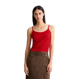 Marc O'Polo Kurzarmpullover MARC O'POLO DENIM "aus LENZING&trade; ECOVERO&trade;", Damen, Gr. XXS, carmine rot, Obermaterial: 72% Viskose, 28% Polyester, unifarben, Rundhals, Pullover