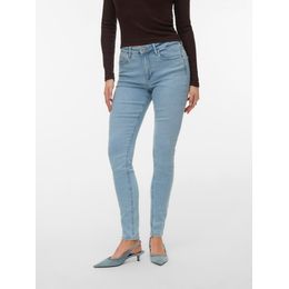 V&eacute;ro Moda Skinny-fit-Jeans VERO MODA "VMPOLLY MR SKINNY JEANS RA3056 NOOS", Damen, Gr. S, L&auml;nge 32, light blau denim, Denim/Jeans, Obermaterial: 98% Baumwolle, 2% Elasthan, unifarben, skinny fit lang, Jeans, Baumwollmischung, skinny fit, regular waist