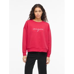 Sweater Vila "VISIFFI IMAGINE O-NECK L/S TOP/PB", Damen, Gr. L, jazzy print:embroidery cherry blossom, fiji, Sweatware, Obermaterial: 80% Polyester, 15% Viskose, 5% Elasthan, bedruckt, regular fit normal, Rundhals, Sweatshirts Sweater