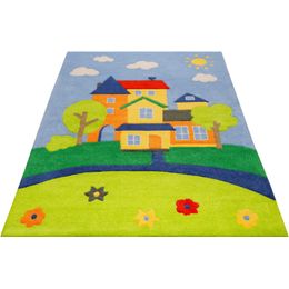Kinderteppich Smart Kids "Villa Villakulla" Gr. 3, bunt, B:120cm H:9mm L:170cm, Kunstfaser, Teppiche, Kinderteppich, Spielteppich Stadt, Konturenschnitt