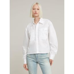 G-Star Raw Langarmshirt G-STAR "Boxy Hemd", Damen, Gr. M, wei&szlig;, Obermaterial: 69% Baumwolle, 31% Polyester, Shirts Langarmshirt