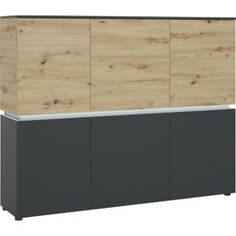 Highboard Home Affaire "Luci", eichefarben artisan, kosmos anthrazit, B:165,5cm H:131,5cm T:40cm, Holzwerkstoff, Sideboards, Highboard, Breite 165,5 cm