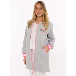 Zwillingsherz Damen Kurzmantel ""Courtside""hellgrau, Gr. S, Sweatware, Obermaterial: 50% Baumwolle, 50% Polyester, M&auml;ntel, Stickerei,Re&szlig;verschlu&szlig;,