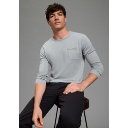Rundhalspullover Bruno Banani, Herren, Gr. L (52/54), hellgrau meliert, Strick, Obermaterial: 50% Baumwolle, 50% Polyacryl, meliert, regular fit normal, Rundhals, Pullover Rundhalspullover, aus Baumwolle, mit Rundhalsausschnitt, Langarm, melierte Optik