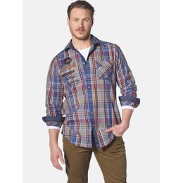 Langarmhemd Jan Vanderstorm "Hemd DETRIK", Herren, Gr. XL, weit, blau (blau kariert), Obermaterial: 100% Baumwolle CO., Hemden