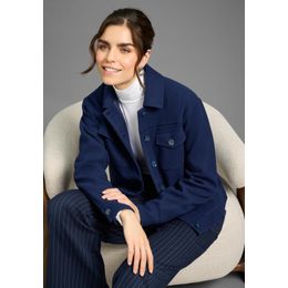 Kurzjacke Laura Scott, Damen, Gr. 36, marine, Web, Obermaterial: 100% Polyester. Futter: 100% Polyester, unifarben, normal, mit Kn&ouml;pfen, Jacken Kurzjacke, in Wolloptik, &Uuml;bergangsjacke