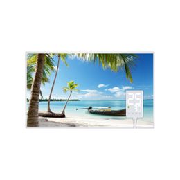 Heidenfeld Infrarotheizung HF-HP105, mit Bild, 16 Motive, 10 J. Garantie, Thermostat, Wandmontage (600 Watt, Strand3)