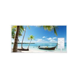 Heidenfeld Infrarotheizung HF-HP105, mit Bild, 16 Motive, 10 J. Garantie, Thermostat, Wandmontage (800 Watt, Strand3)