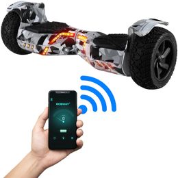 ROBWAY X2 Offroad-Hoverboard f&uuml;rs Gel&auml;nde, Erwachsene und Kinder, 8,5 Zoll, App, Bluetooth, 700 Watt (Metro Camo 2.0, Offroad)