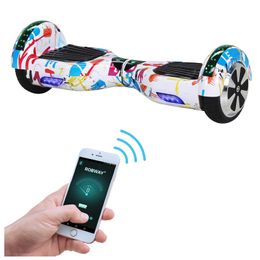 ROBWAY W1 Hoverboard f&uuml;r Erwachsene und Kinder, 6,5 Zoll, Self-Balance, Bluetooth, App, 700 Watt, LEDs (Wei&szlig; Bunt 2.0)