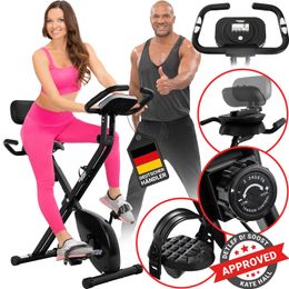 miweba Sports Indoor-Cycle MX100 PRO mit R&uuml;ckenlehne und ErgoGrip Griffen, klappbar (Pro, Schwarz/Grau)