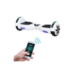 ROBWAY W1 Hoverboard f&uuml;r Erwachsene und Kinder, 6,5 Zoll, Self-Balance, Bluetooth, App, 700 Watt, LEDs (Wei&szlig; 2.0)