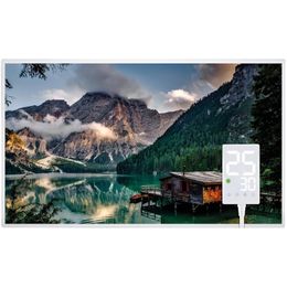Heidenfeld Infrarotheizung HF-HP105, mit Bild, 16 Motive, 10 J. Garantie, Thermostat, Wandmontage (600 Watt, Bergsee)