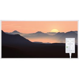 Heidenfeld Infrarotheizung HF-HP105, mit Bild, 16 Motive, 10 J. Garantie, Thermostat, Wandmontage (1000 Watt, Sonnenaufgang)