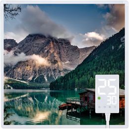 Heidenfeld Infrarotheizung HF-HP105, mit Bild, 16 Motive, 10 J. Garantie, Thermostat, Wandmontage (400 Watt, Bergsee)