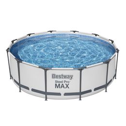 Bestway&reg; Steel Pro MAX&trade; Frame Pool Set mit Filterpumpe &Oslash; 366 x 100 cm, lichtgrau, rund