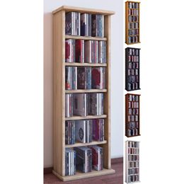 Vcm CD Regal Holz CD Regal mit Platz f&uuml;r 150 CDs oder 65 DVDs oder 36-Videos Ma&szlig;e: H. 92 x B. 31 x T. 18 cm elegantes DVD Regal stehend Blu ray Regal f&uuml;rs Wohnzimmer CD Regal Vostan