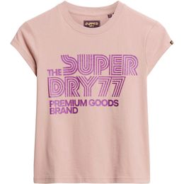 Superdry & Co T-Shirt Damen Gr&ouml;&szlig;e L dunkellila / rosa