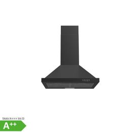 PKM Dunstabzugshaube 6090BV - Kaminhaube schwarz lackiert mit 2 Fettfiltern; 350 m&sup3;/h, LED-Beleuchtung 1 X 1,50 Watt, 60 cm breit, EEK A++