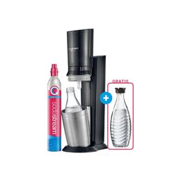 SodaStream Crystal 3.0 Titan Wassersprudler mit QC CO2-Zylinder und 1x Glaskaraffe + 1 GRATIS Glaskaraffe