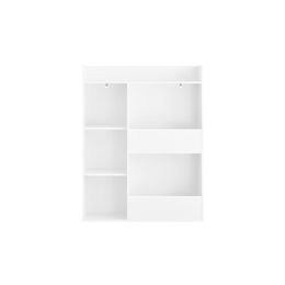 sobuy Kinderregal mit 5 F&auml;chern Wei&szlig; 80x34x104cm Modern