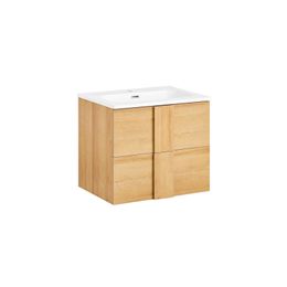 sobuy Waschbeckenunterschrank mit 2 Schubladen Holzfarbe 61x46x60,5cm Modern