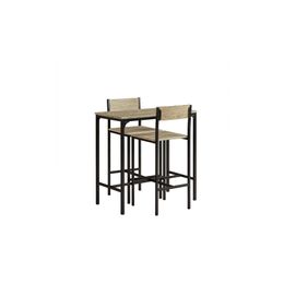 sobuy Essgruppe mit 2 St&uuml;hlen f&uuml;r 2 Personen Holzfarbe 89x45x87cm Industriell