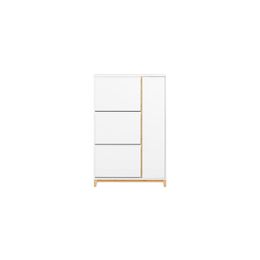 sobuy Schuhschrank mit 3 T&uuml;ren Holzfarbe 80x34x122,1cm Minimalistisch