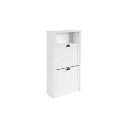 sobuy Schuhschrank mit 2 T&uuml;ren Wei&szlig; 60x24x110cm Modern