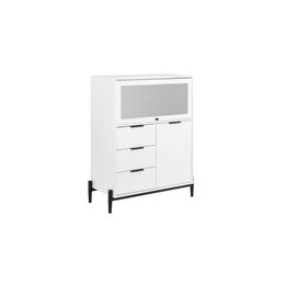 sobuy Sideboard mit 3 Schubladen Wei&szlig; 80x40x107,5cm Industriell