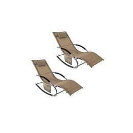 sobuy Schaukelstuhl-Set f&uuml;r 2 Personen f&uuml;r den Garten Braun 150x63x87cm Industriell