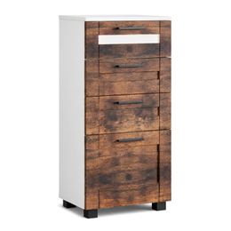 Vcm Midischrank &ndash; schmaler Badschrank mit 4 Schubladen, H. 76 x B. 38 x T. 28 cm, kompakte Aufbewahrung f&uuml;r Badezimmer, Badm&ouml;bel, Schubladenkommode, Nilari L