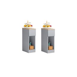 sobuy Nachttisch-Set 2er mit 1 Schublade Hellgrau 20x35x60cm Modern