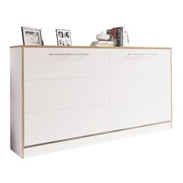 Vcm Schrankbett H. 114 x B. 213 x T. 43 cm, Wandklappbett horizontal mit Lattenrost 90x200 cm, Bettschrank, Kommode Smalu
