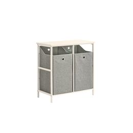 sobuy W&auml;scheschrank mit 2 faltbaren W&auml;schek&ouml;rben Wei&szlig; 77x38x80cm Funktional