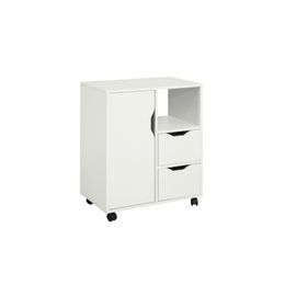 sobuy B&uuml;roschiebeschrank mit 2 Schubladen Wei&szlig; 60x35x70cm Modern