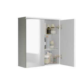 Vcm Badschrank - zeitloser Spiegelschrank mit ausreichend Stauraum, Ma&szlig;e ca. H. 61 x B. 54 x T. 20 cm, praktische Aufbewahrungsl&ouml;sung f&uuml;r das Badezimmer, Flonali