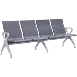 CLP Wartebank Airport-Stil Ermin, Sitzbank Flur mit Lehne, ergonomische Sitzschalen, Wartest&uuml;hle mit robustem Alu-Gestell, bis 150 kg je Sitz