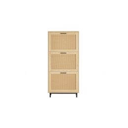 sobuy Schuhschrank mit 3 T&uuml;ren Holzfarbe 60x23,8x127cm Modern