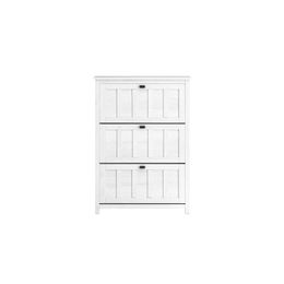 sobuy Schuhschrank mit 3 T&uuml;ren Wei&szlig; 80x30x111cm Modern