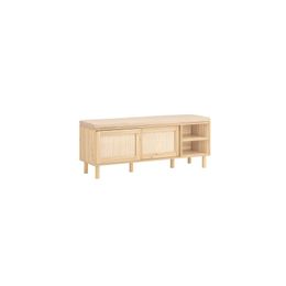 sobuy Schuhbank mit 2 T&uuml;ren Holzfarbe 120x35,2x49cm Rustikal