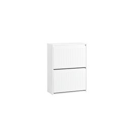 sobuy Schuhschrank mit 2 T&uuml;ren Wei&szlig; 61x26x81cm Modern