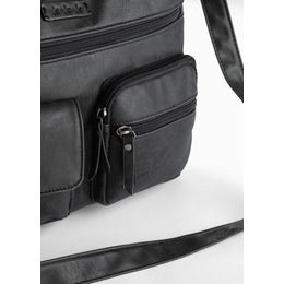 bonprix Umh&auml;ngetasche mit Au&szlig;entaschen, schwarz, Gr.25x28,5 cm, Geschmackvolle Umh&auml;ngetasche im Casual-Look
